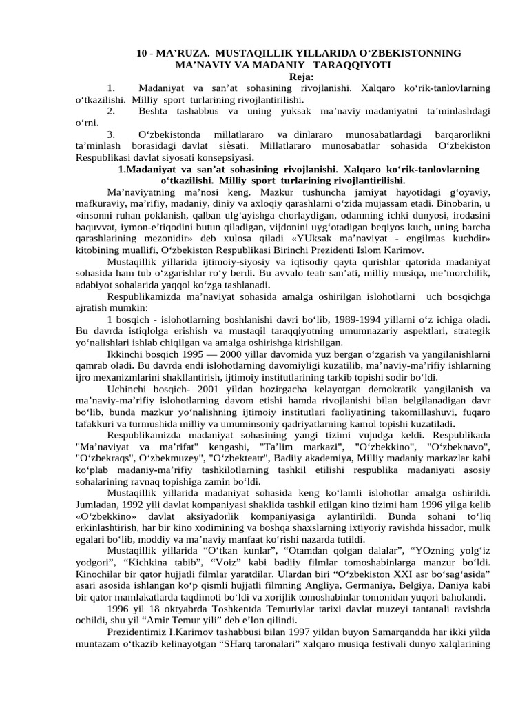 10-Mavzu Bo'Yicha Ma'Lumotlar | PDF