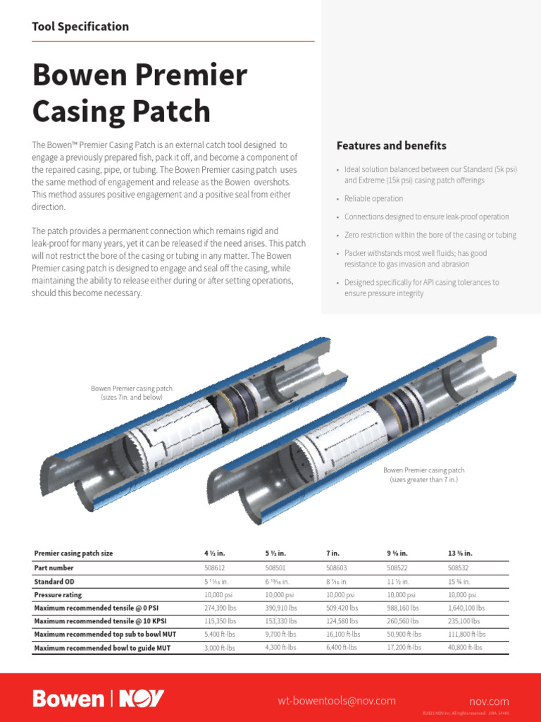 Bowen Premier Casing Patch Overview | PDF | Applied And ...