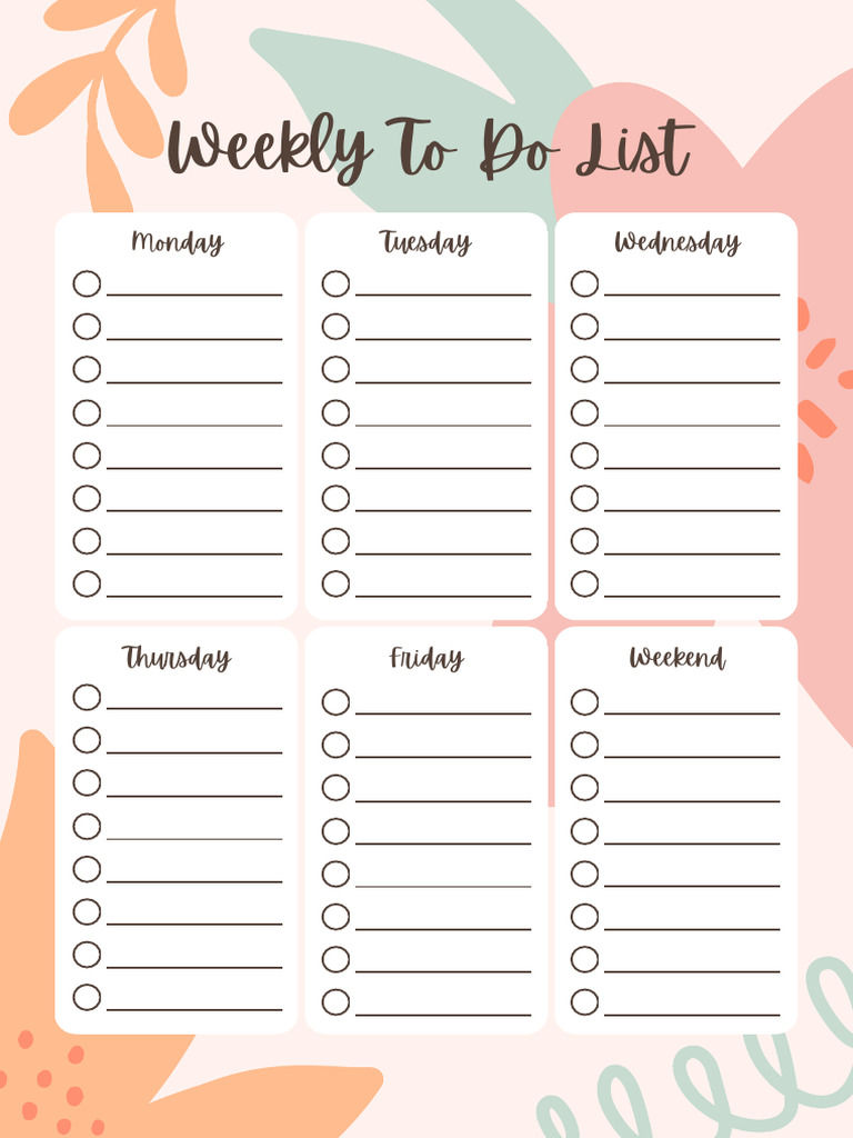 Pastel Floral Weekly To Do List Planner | PDF