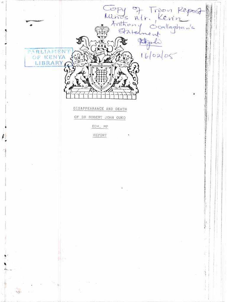 Disappearance and Death of DR Robert Ouko ECH, MP Report | PDF