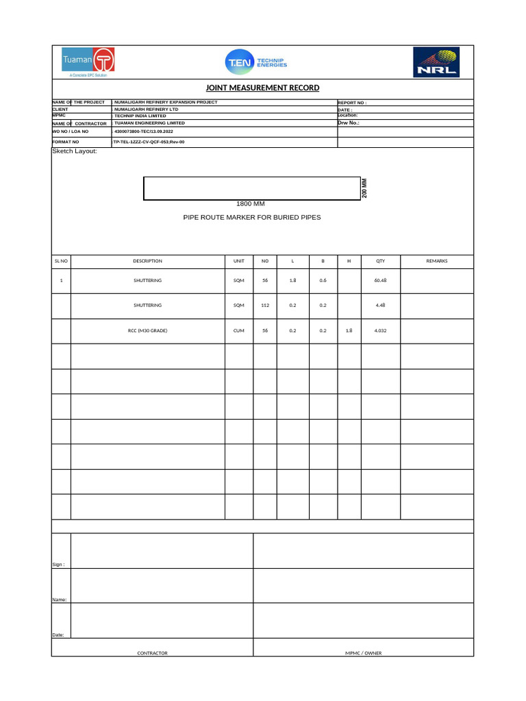 Joint Measurement Record: Sketch Layout | PDF | Materials | Building ...