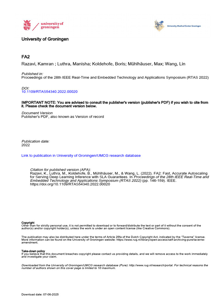 FA2 Fast Accurate Autoscaling For Serving Deep Learning Inference With SLA Guarantees 1 | PDF ...