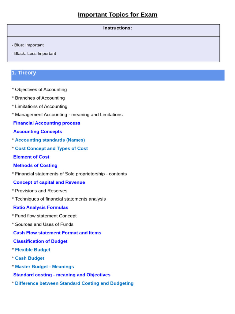 Important Topics For Exam | PDF