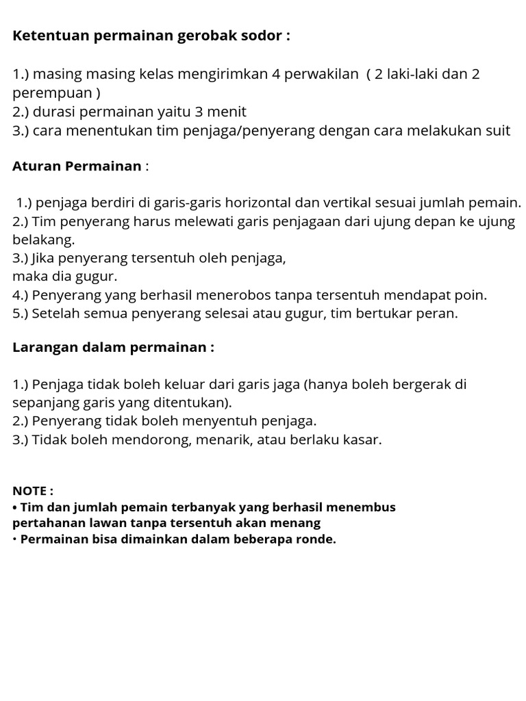 Aturan Lomba Gerobak Sodor | PDF