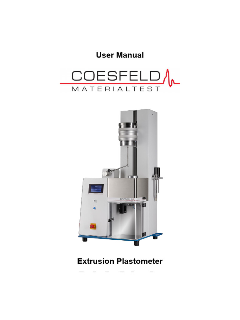 Extrusion Plastometer - Operating Manual - EN - 2025-02 | PDF ...