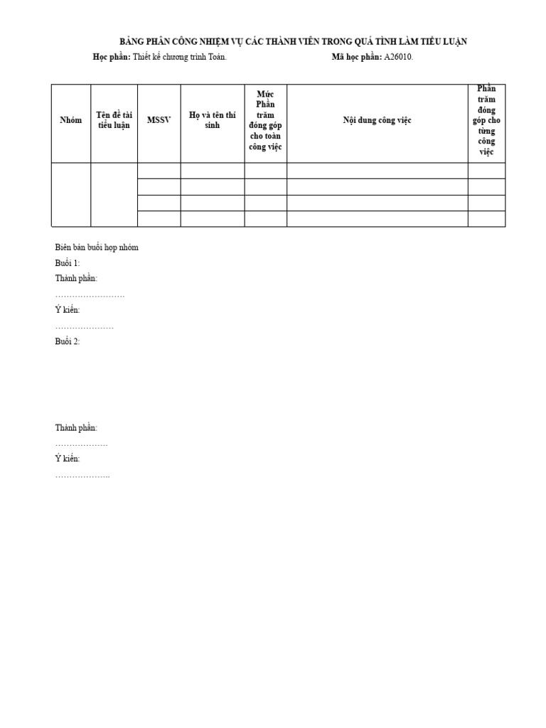 Bang Phan Cong Nhien V | PDF