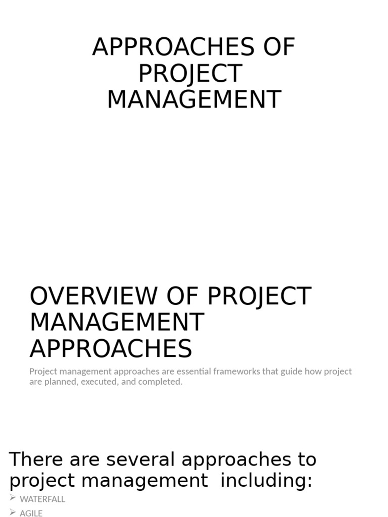 Project Management Approaches Explained | PDF