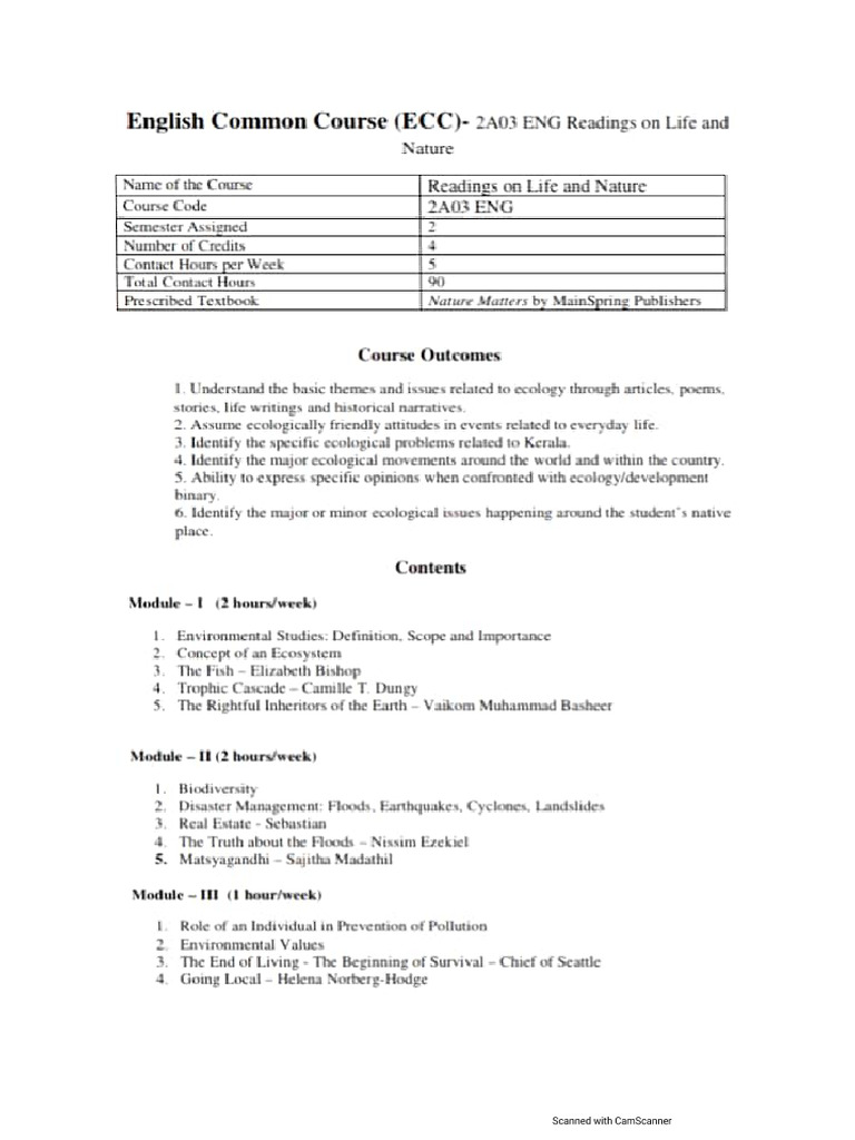 Readings On Life and Nature Syllabus | PDF