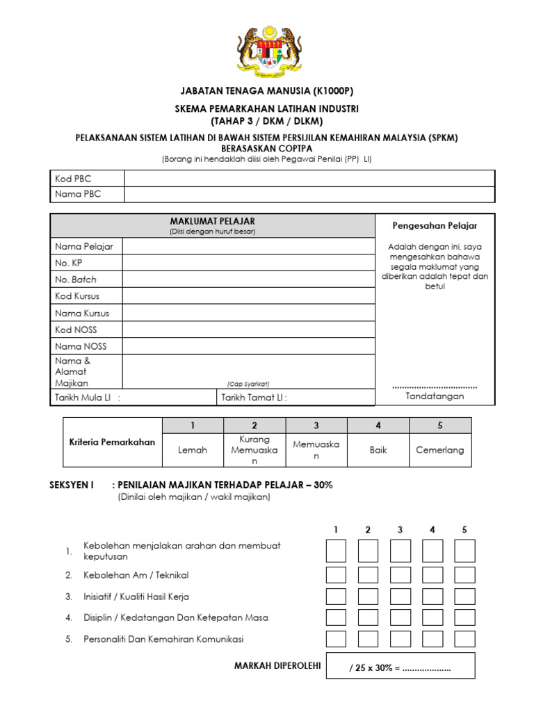 Borang Coptpa Penilaian Li | PDF