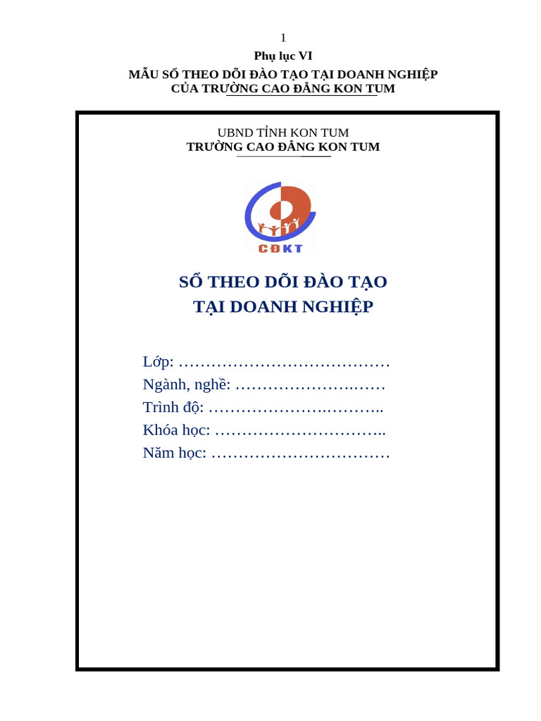 6.phu Luc VI - Mau So Theo Doi Dao Tao Tai DN | PDF