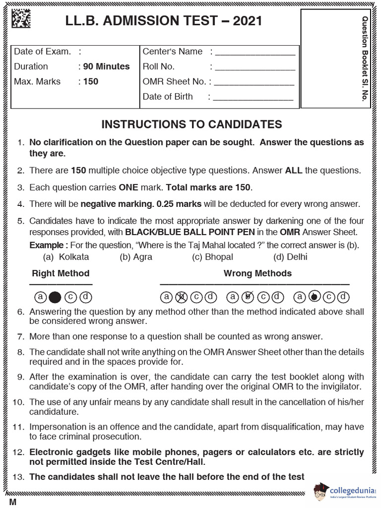 AILET 2021 BA LLB Question Paper | PDF | Legal Liability | Leasehold Estate
