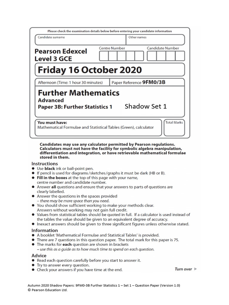 2010 9FM0-3B AL Further Statistics 1 - October 2020 Shadow Paper (PDF ...