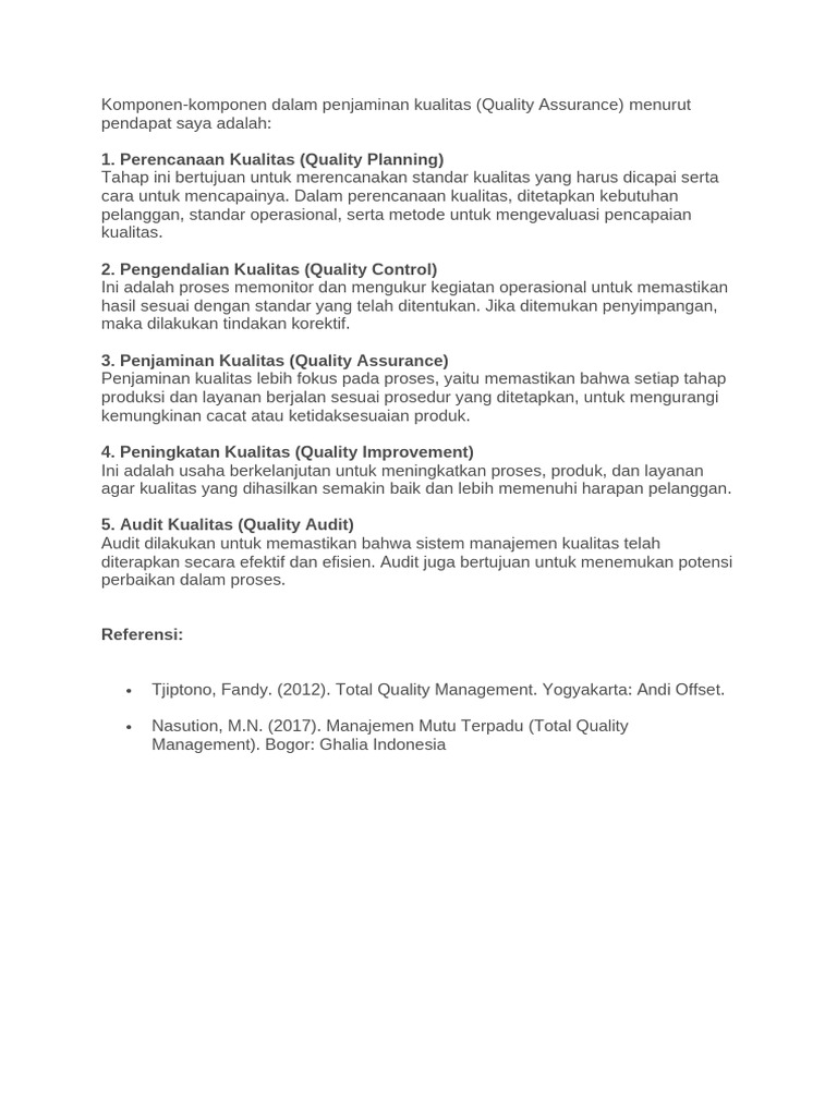 Komponen Penjaminan Kualitas Efektif | PDF