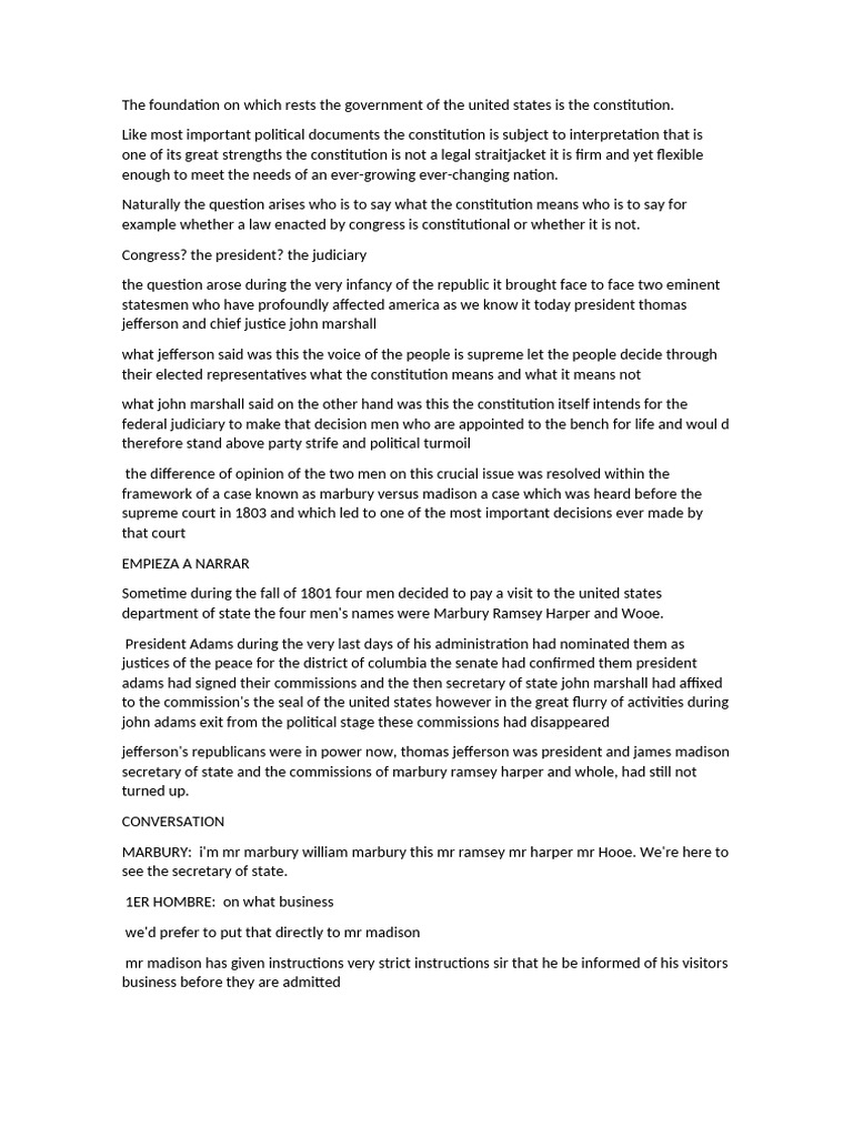 The Foundation On Which Rests The Government of The United States Is ...