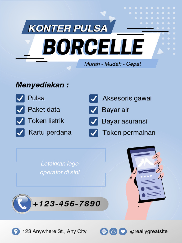 Biru Simpel Keren Konter Jual Pulsa Poster PDF | PDF