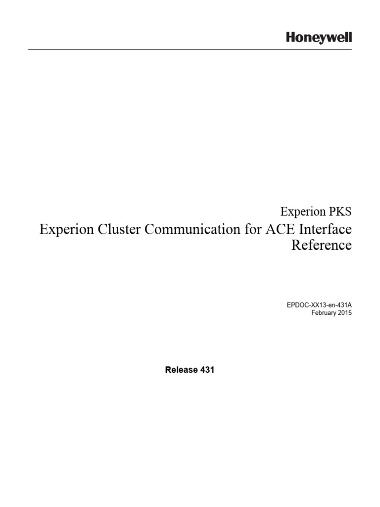 Experion Cluster Communication For ACE Interface Reference EPDOC-XX13 ...