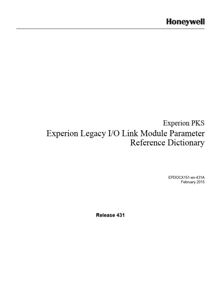 Experion Legacy IO Link Module Parameter Reference Dictionary EPDOC-X151-En-431 | PDF | Computing