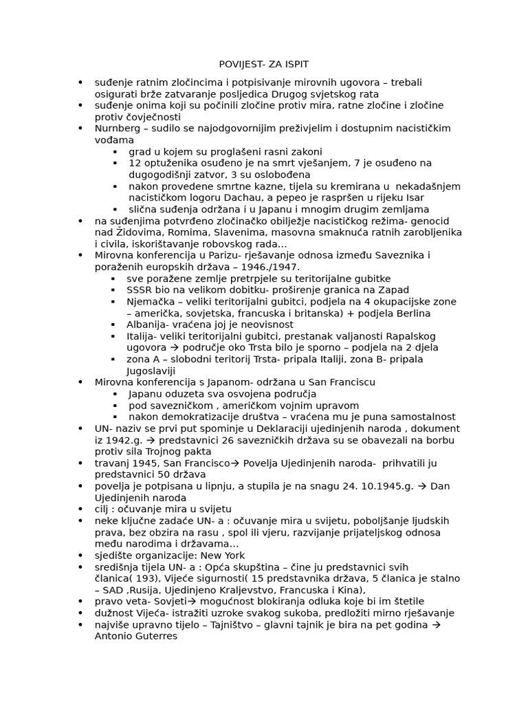 Povijest Za Ispit | PDF