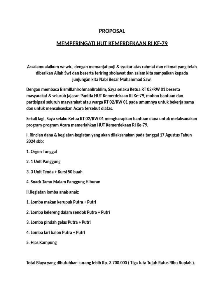 Proposal Hut Ri | PDF