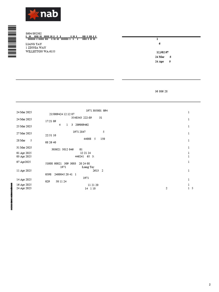 NAB Bank Statement | PDF | Debits And Credits | Credit Card
