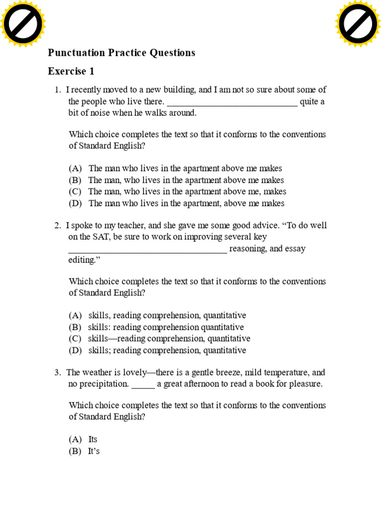 Punctuation General Exercise 1 | PDF