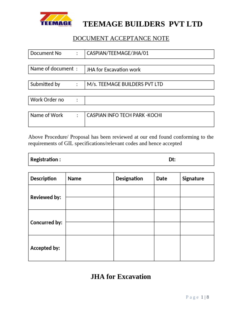 01 JHA for Excavation | PDF