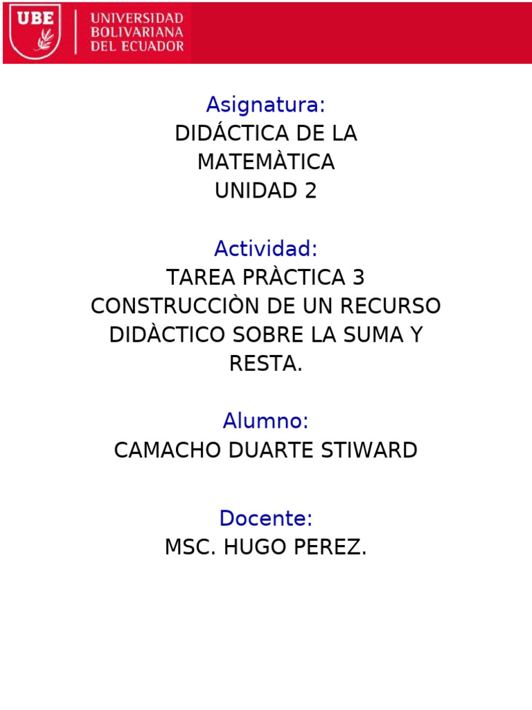 Recurso Didáctico: Suma y Resta en Matemáticas | PDF
