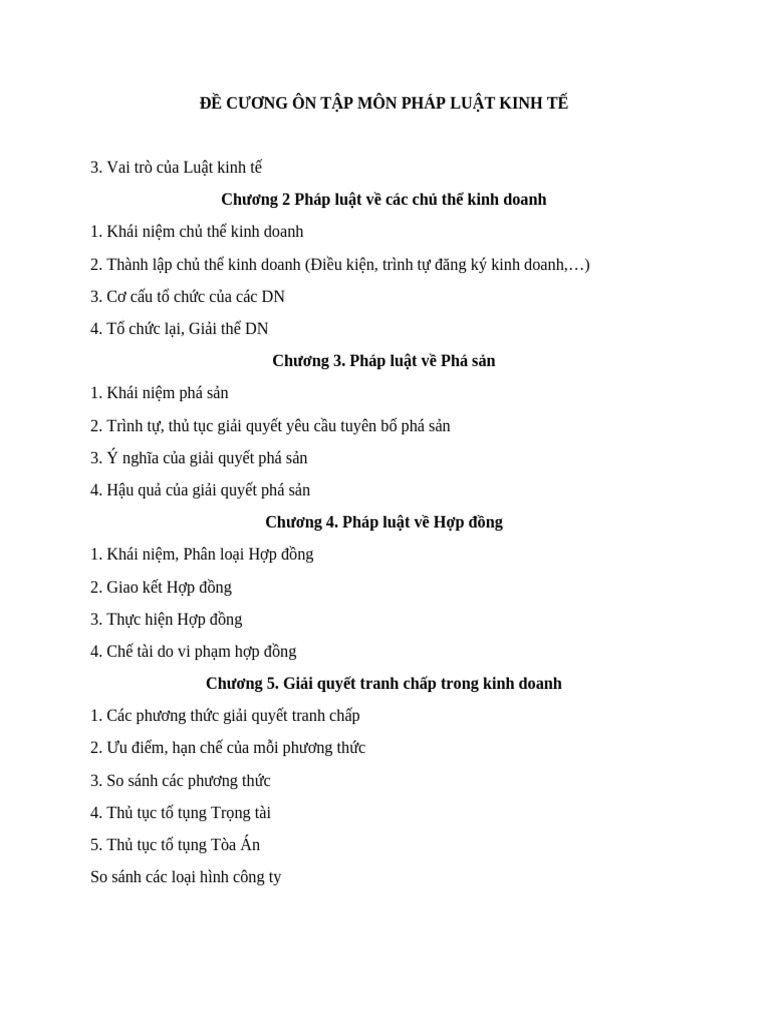 Đề Cương Ôn Tập Môn PLKT | PDF