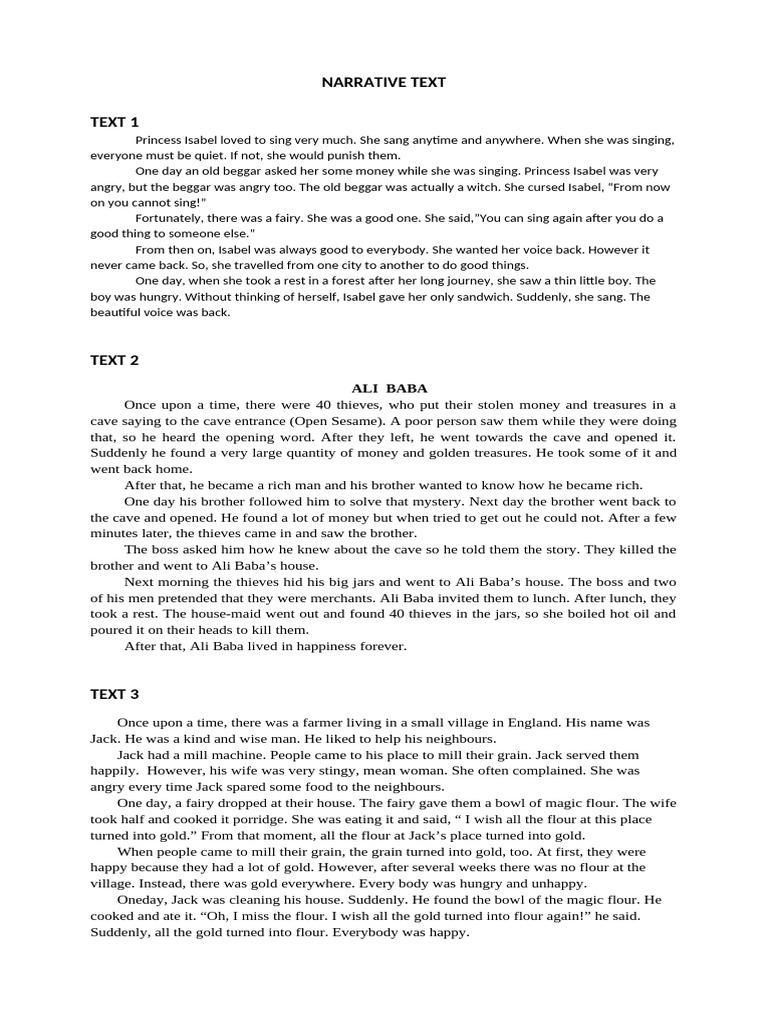 Kumpulan Text Narrative | PDF | Fairy Tales | Folklore