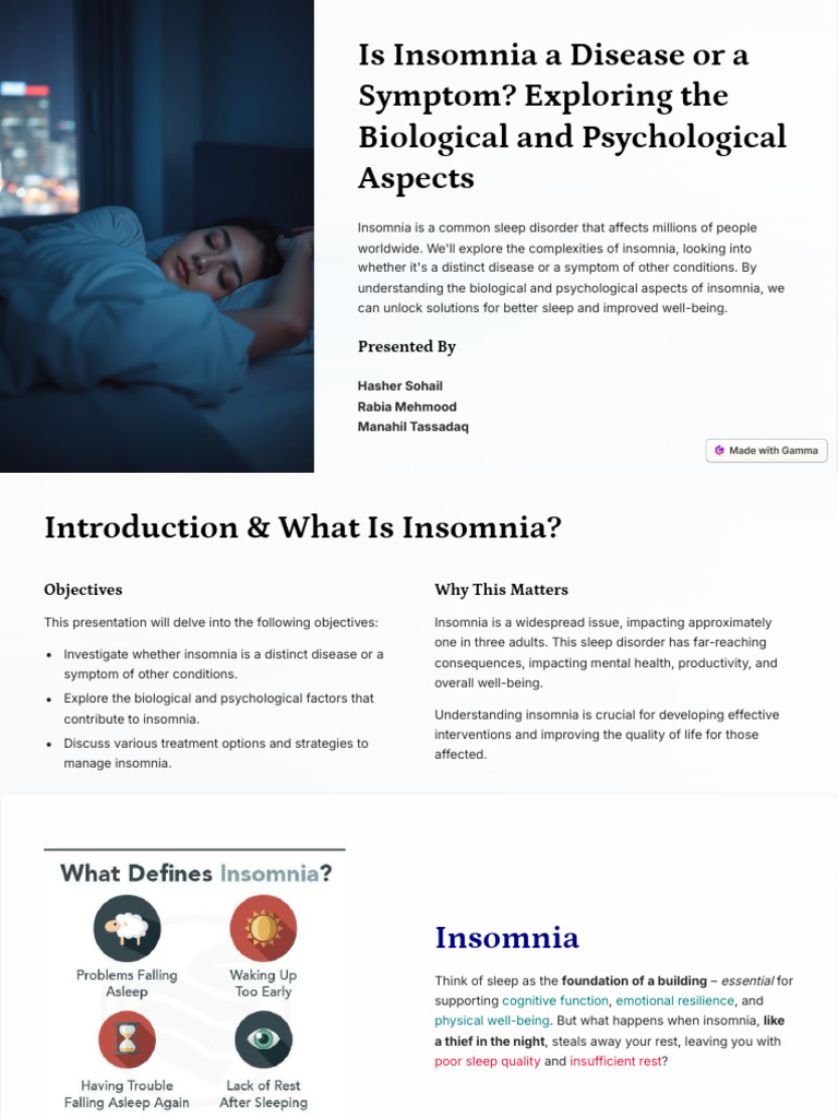Is Insomnia A Disease or A Symptom Exploring The Biological and ...