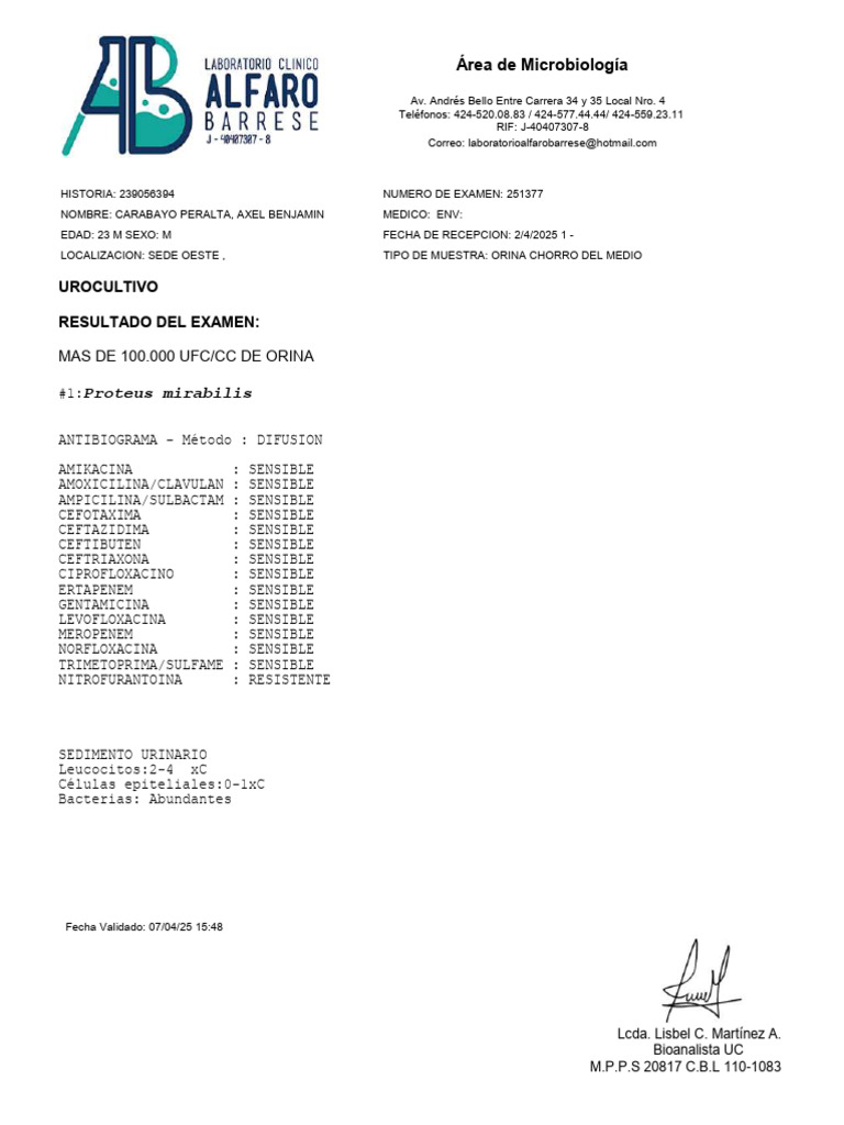 Axel Carabayo 02-04-25 Uro Oeste | PDF