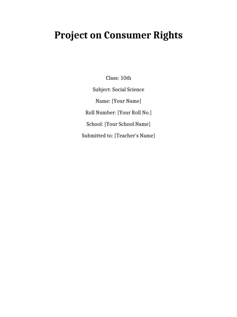 Consumer Rights Project Class 10 | PDF | Consumer Protection