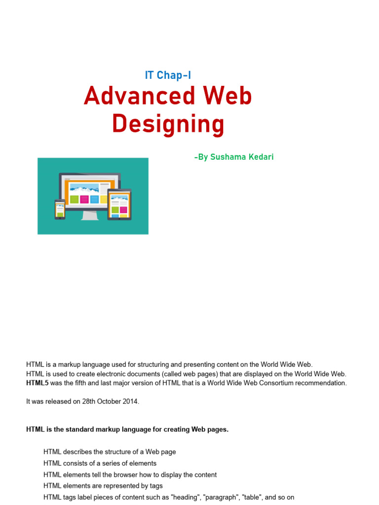 1) PPT - Advanced Web Designing | PDF | Html | Html Element