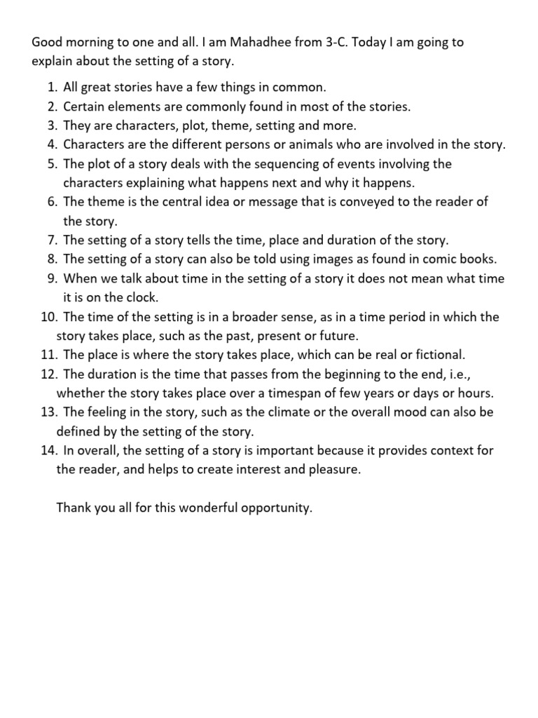 Explain Setting of A Story | PDF