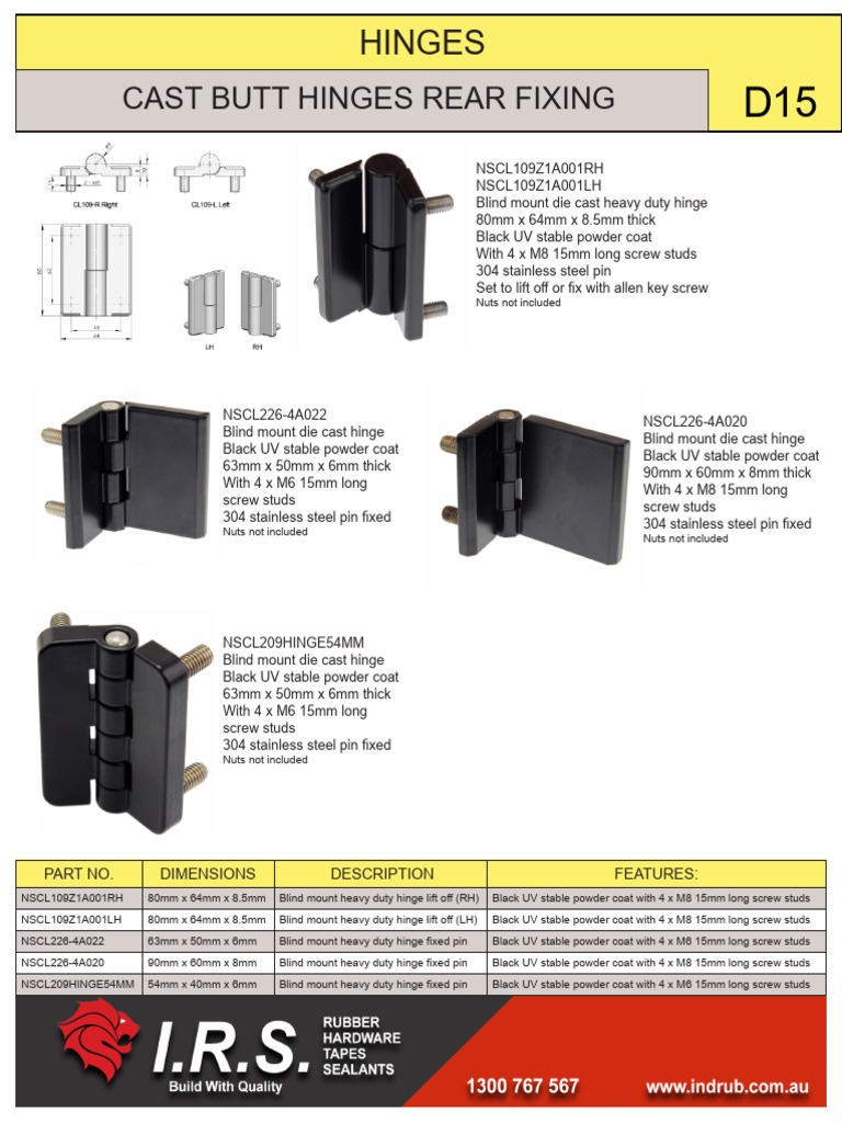 Heavy Duty Lift Off Hinges Overview | PDF | Screw | Mechanical Engineering