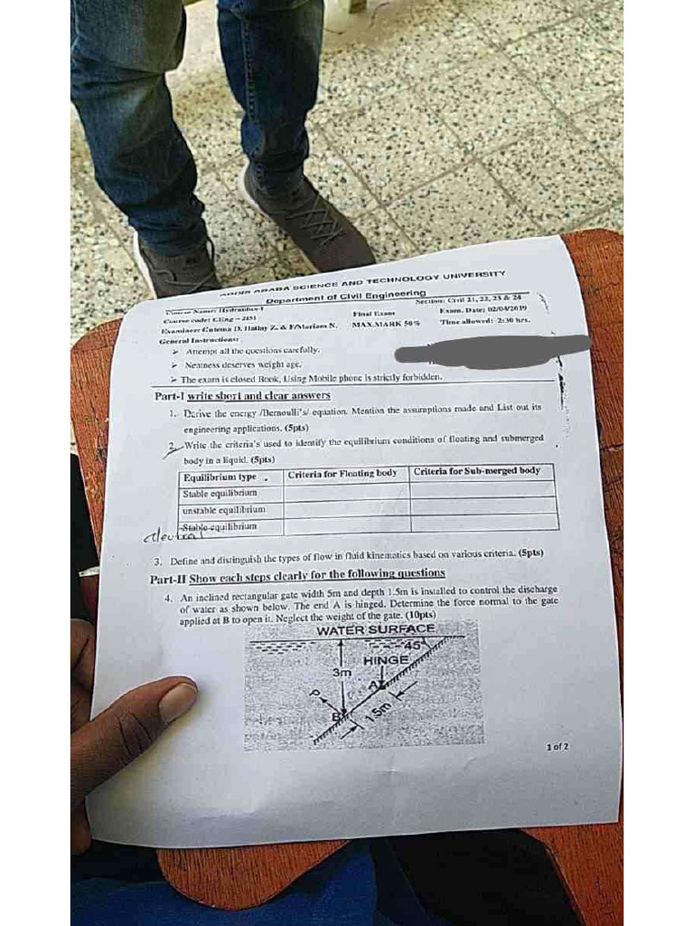 Hydraulics Final Exam | PDF