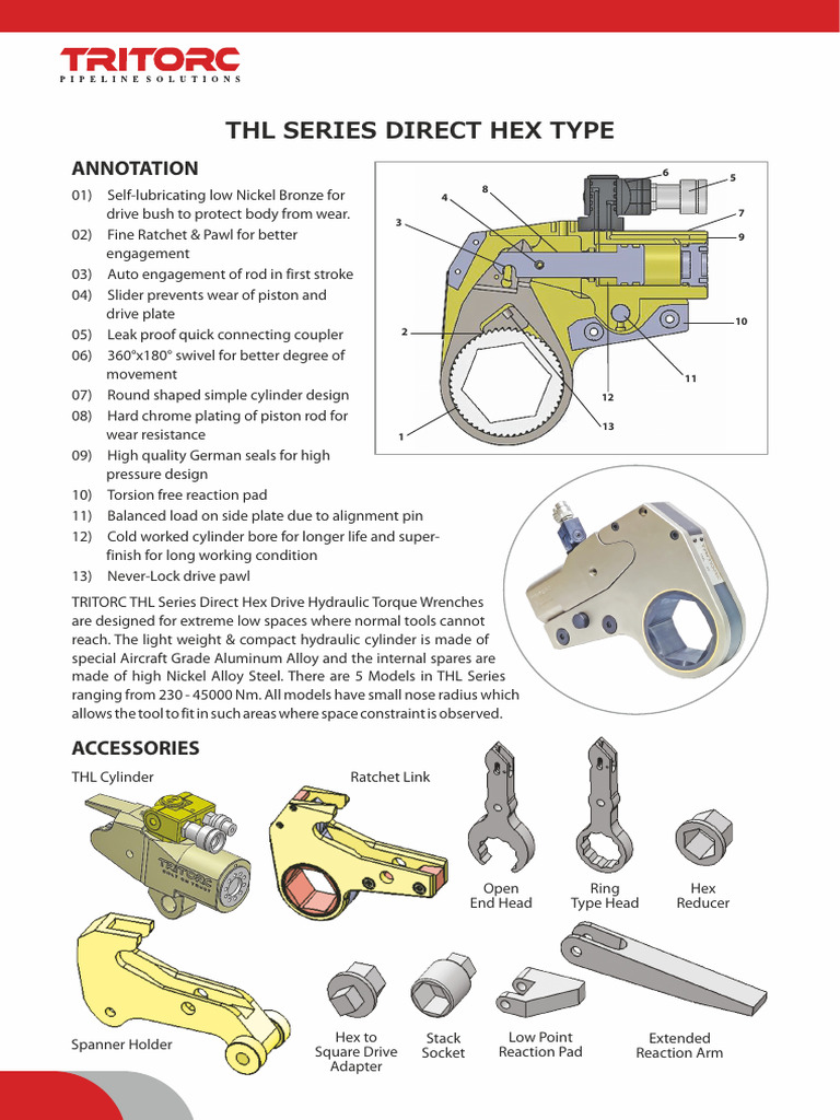 Low Profile Hydraulic Torque Wrench Catalogue | PDF | Mechanical ...
