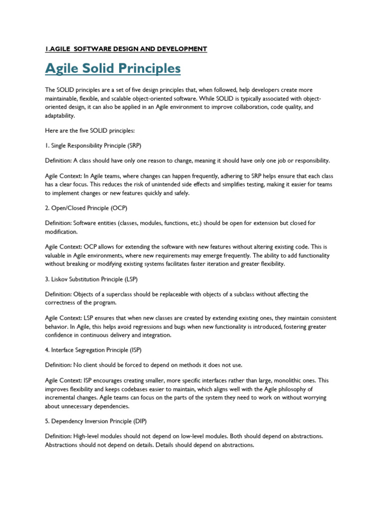 Agile Software Design: SOLID Principles & Refactoring | PDF | Software ...