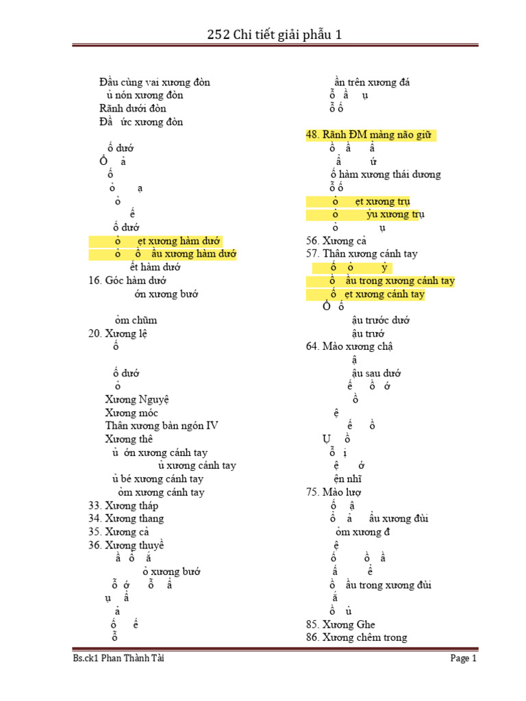 Dap An 252 Chi Tiet Giai Phau 1 | PDF