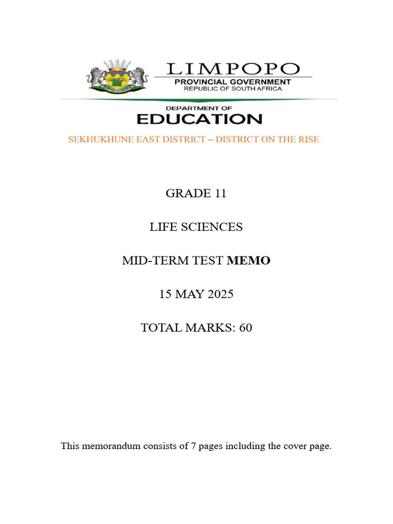 2025 GR 11 Limpopo Se June Eng Memo | PDF | Cellular Respiration | Chemistry