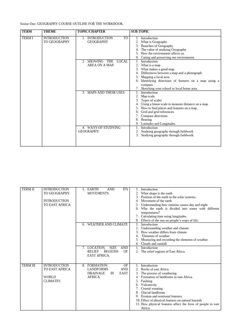 Course Outline Geography Workbook | PDF | Geography | Map