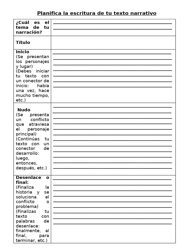 Guía para Escribir un Texto Narrativo | PDF | Escritura