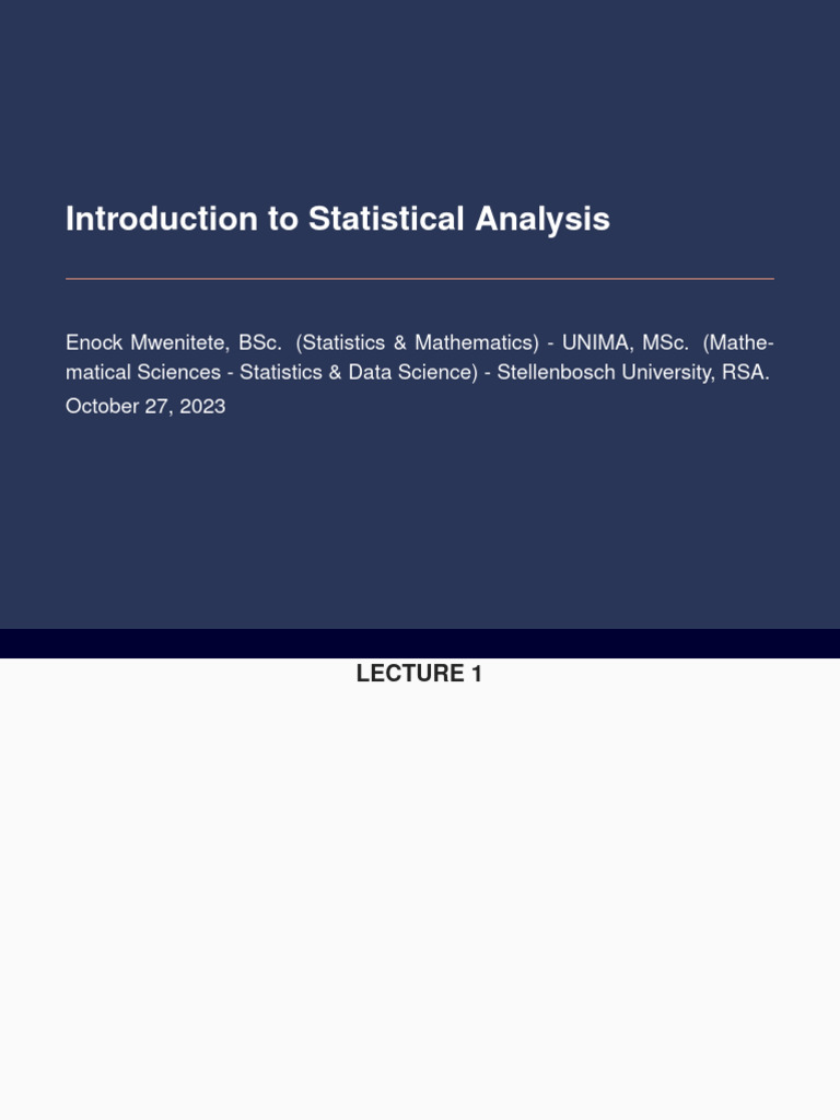 Introduction to Statistical Analysis | PDF | Statistics | Probability ...