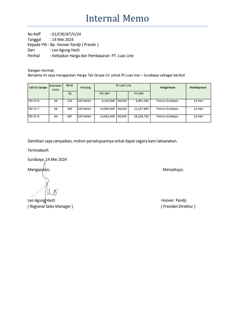 Addendum Internal Memo - Luas Line | PDF