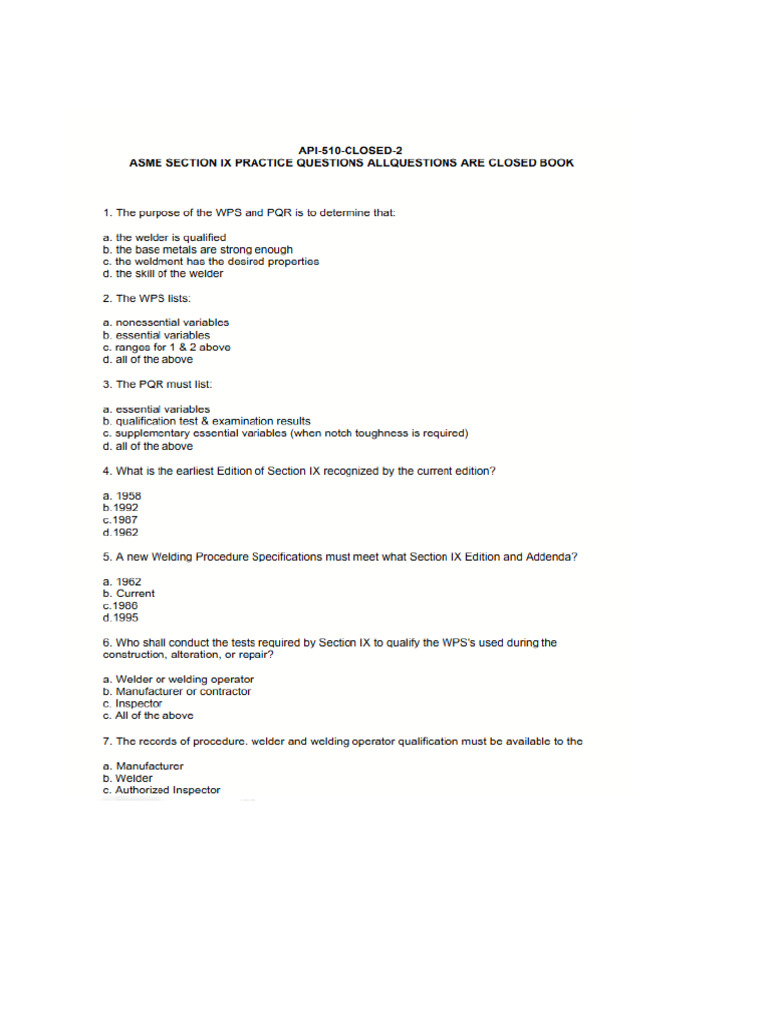 API 510 Quizlet Question Bank | PDF