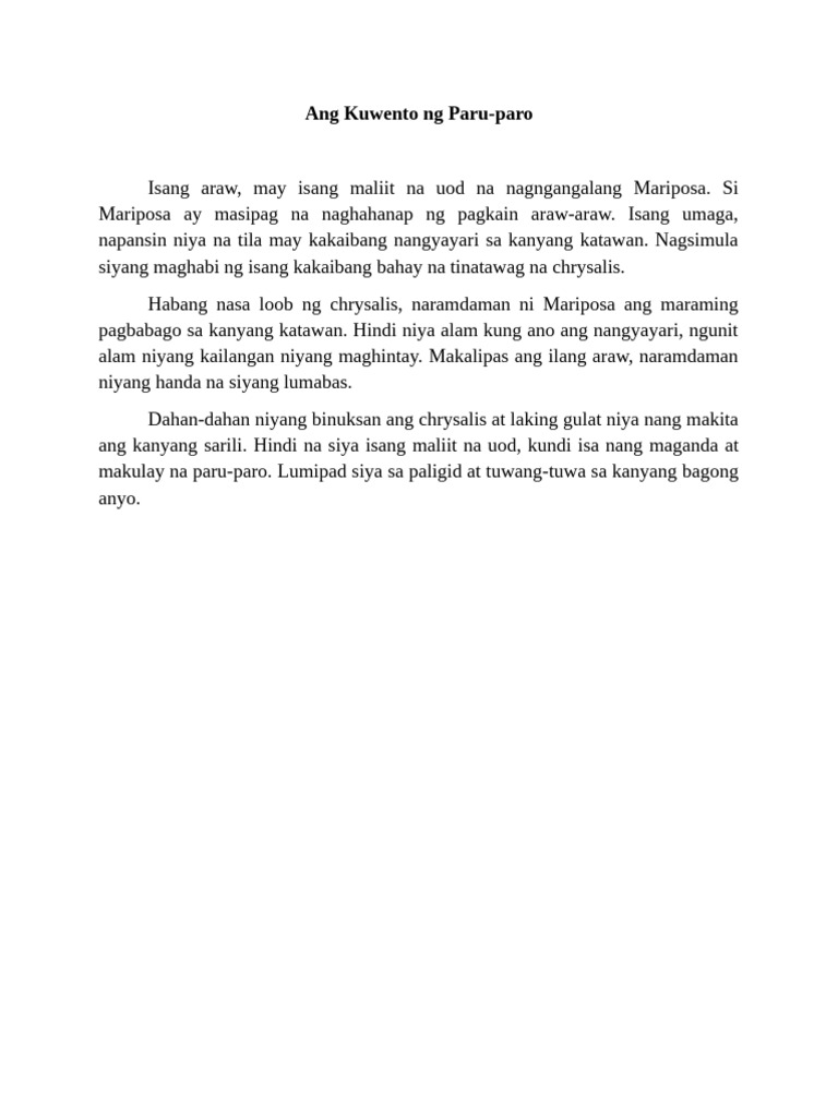 Ang Kuwento NG Paru-Paro | PDF