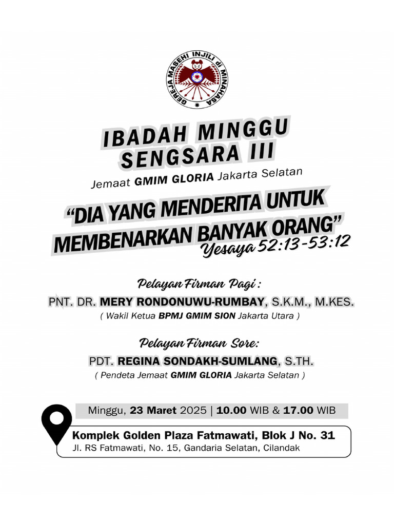 Tata Ibadah Minggu Sengsara III - 23 Maret 2025 | PDF