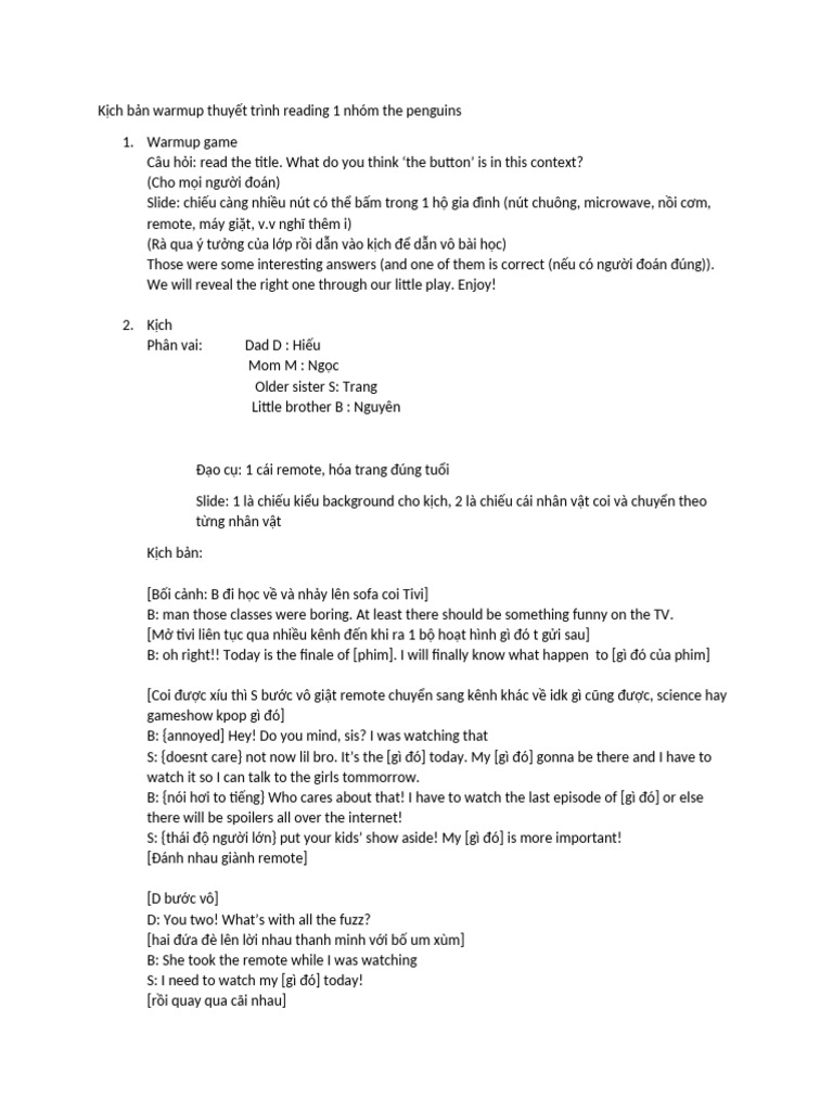 Warmup Present Reading 1 The Penguins | PDF