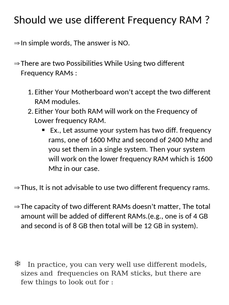 Should We Use Different Frequncy RAM | PDF