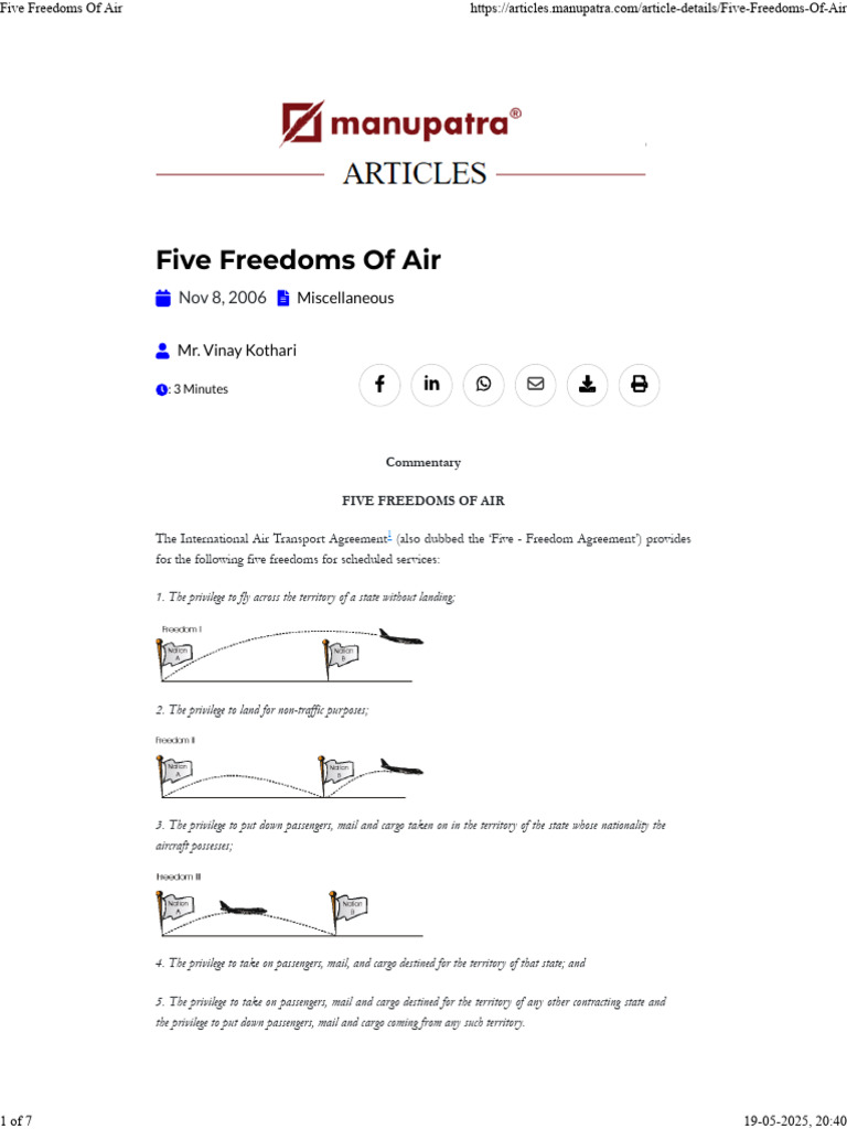 Five Freedoms of Air Explained | PDF | Treaty | Territorial Waters